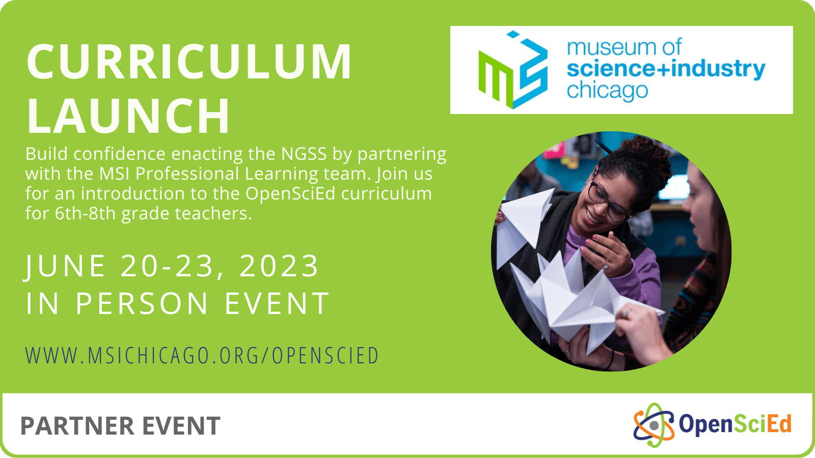 PARTNER EVENT: OpenSciEd Curriculum Launch with the Museum of Science and Industry - OpenSciEd